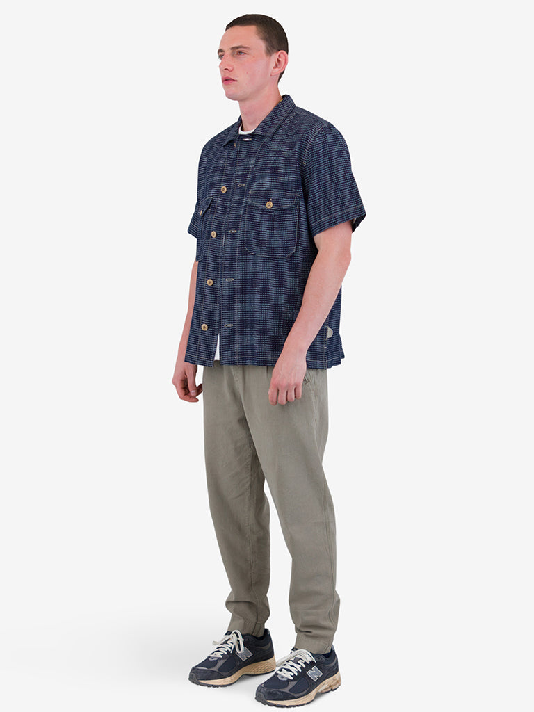 Folk Revere Shirt in Navy Textured Stripe – Maze