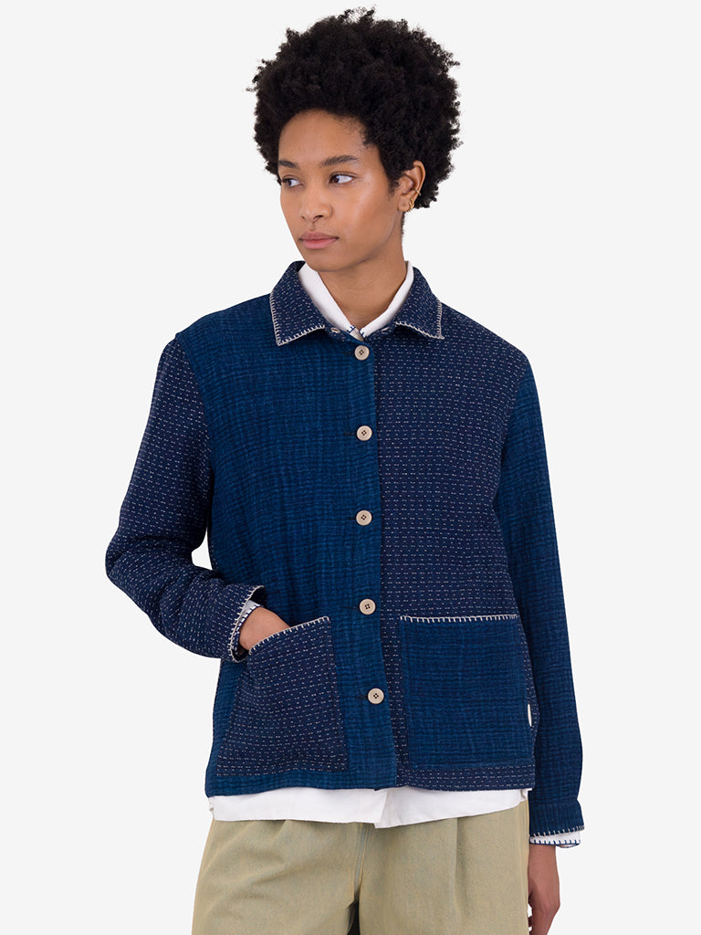 Folk Assembly Jacket in Indigo Waffle – Maze