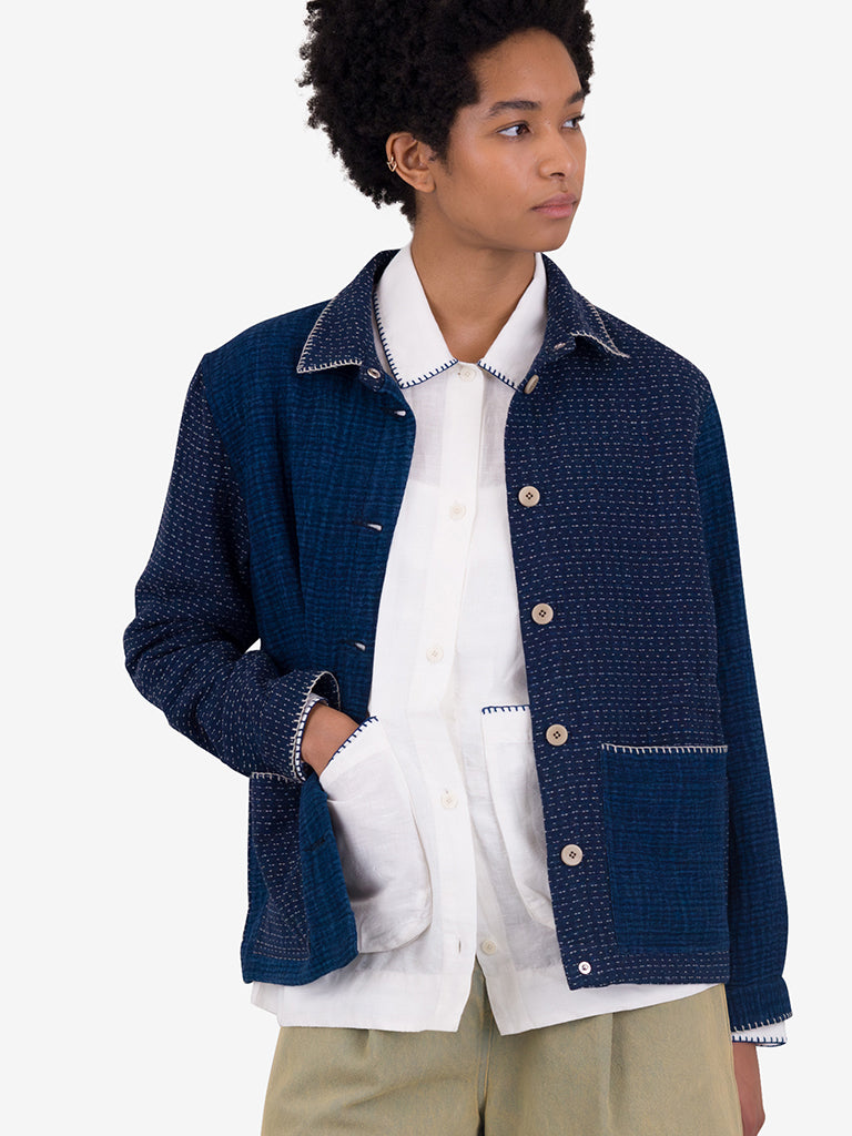 Folk Assembly Jacket in Indigo Waffle – Maze