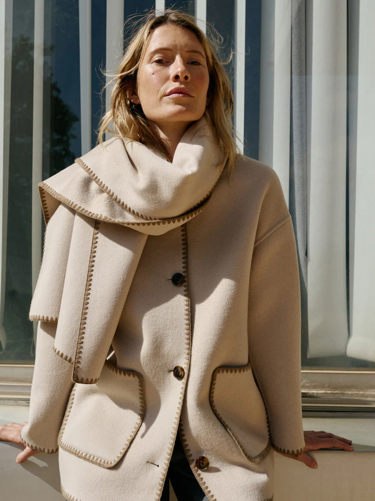 Indi & Cold Embroidered Coat in Stone – Maze