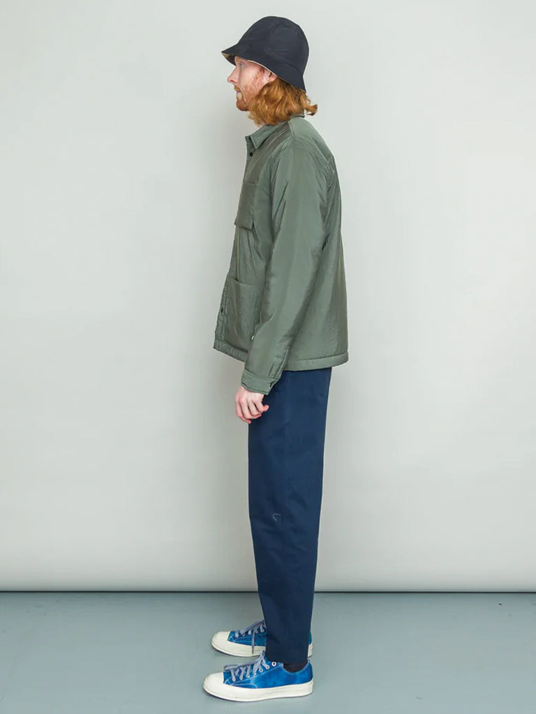 Folk Wadded Assembly Jacket in Olive Nylon Texture – Maze