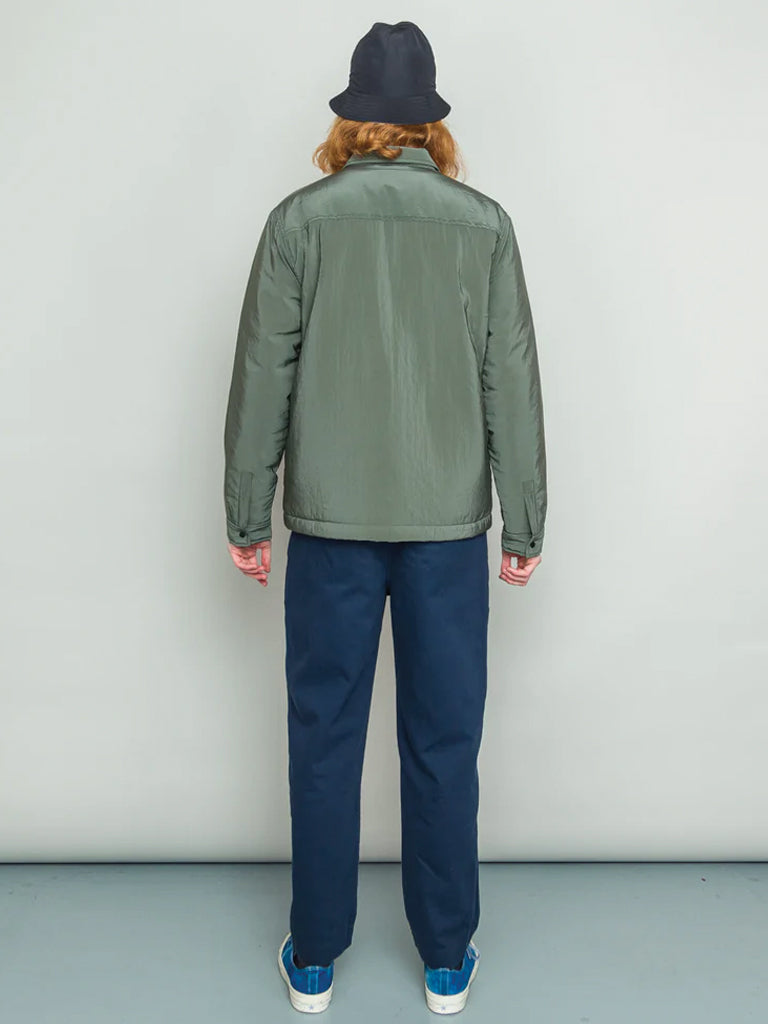 Folk Wadded Assembly Jacket in Olive Nylon Texture – Maze